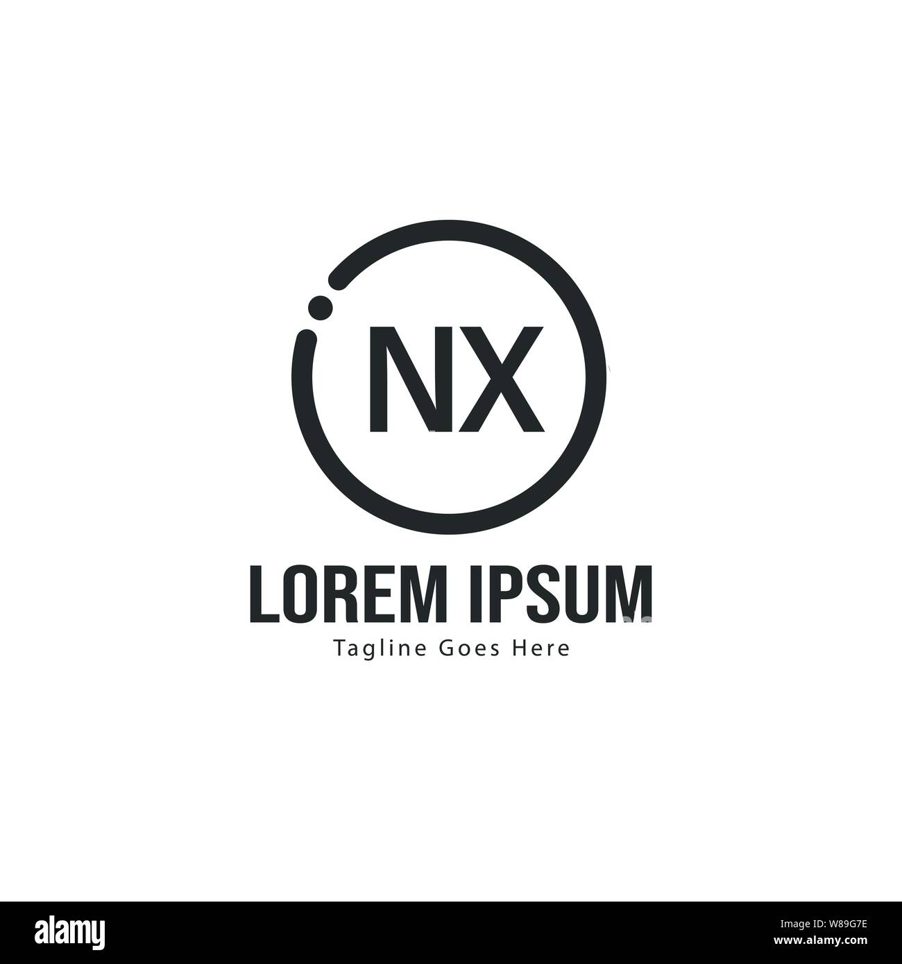 Initial NX logo template with modern frame. Minimalist NX letter logo ...
