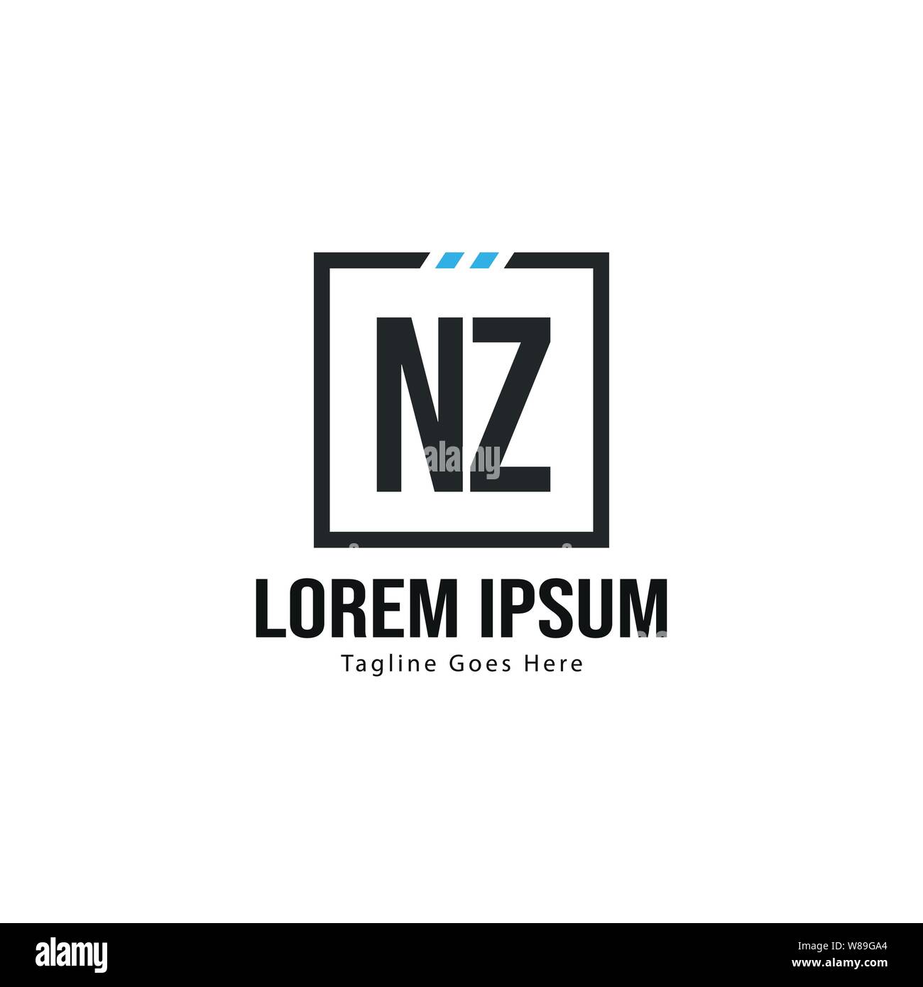 Initial NZ logo template with modern frame. Minimalist NZ letter logo ...