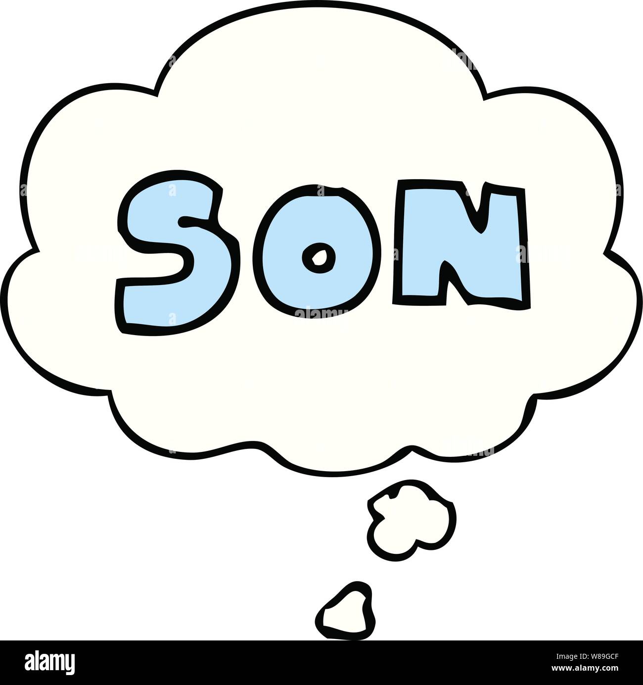 cartoon word son with thought bubble Stock Vector Image & Art - Alamy