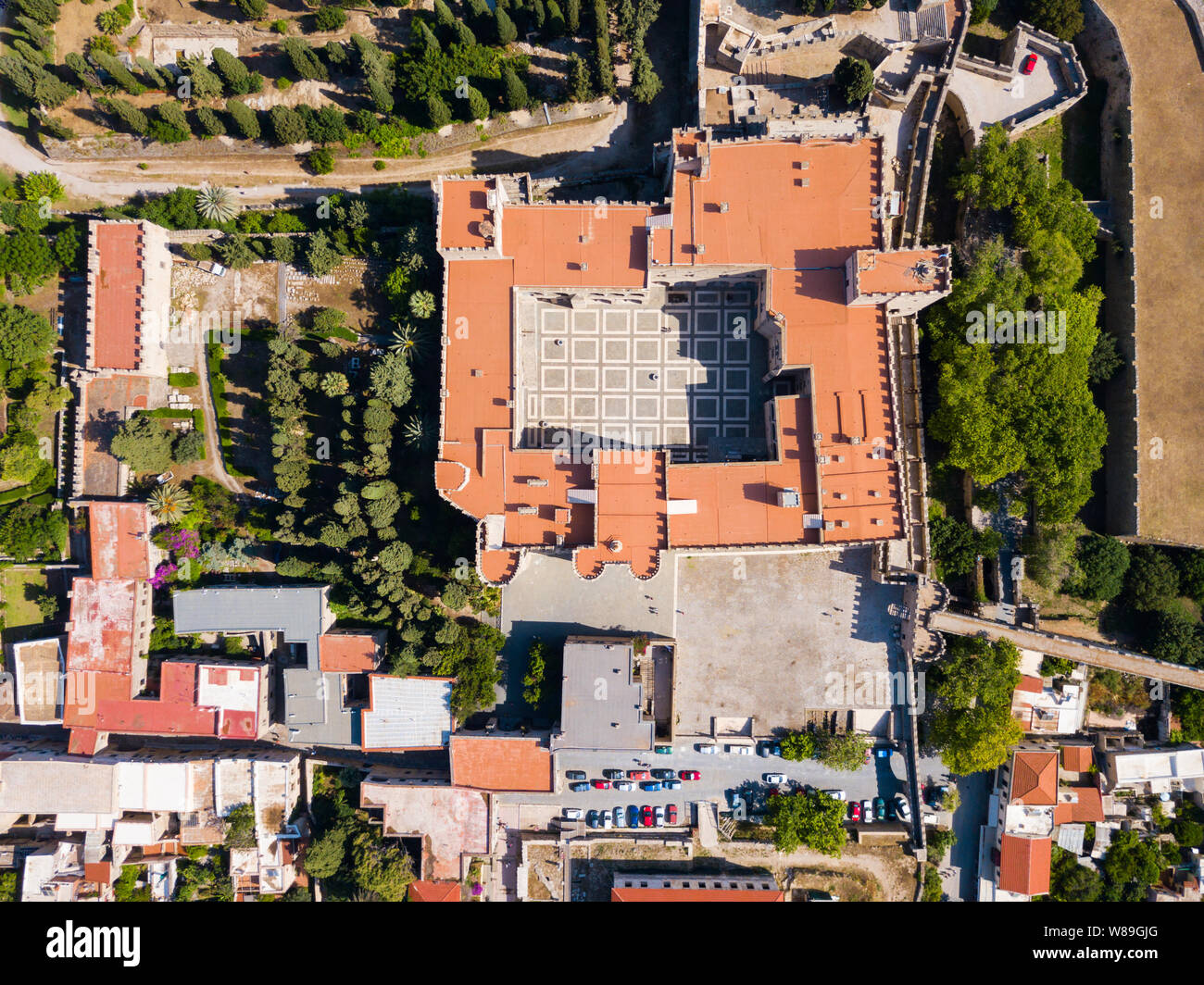 Rhodes old town aerial panoramic view in Rhodes island in Greece Stock ...