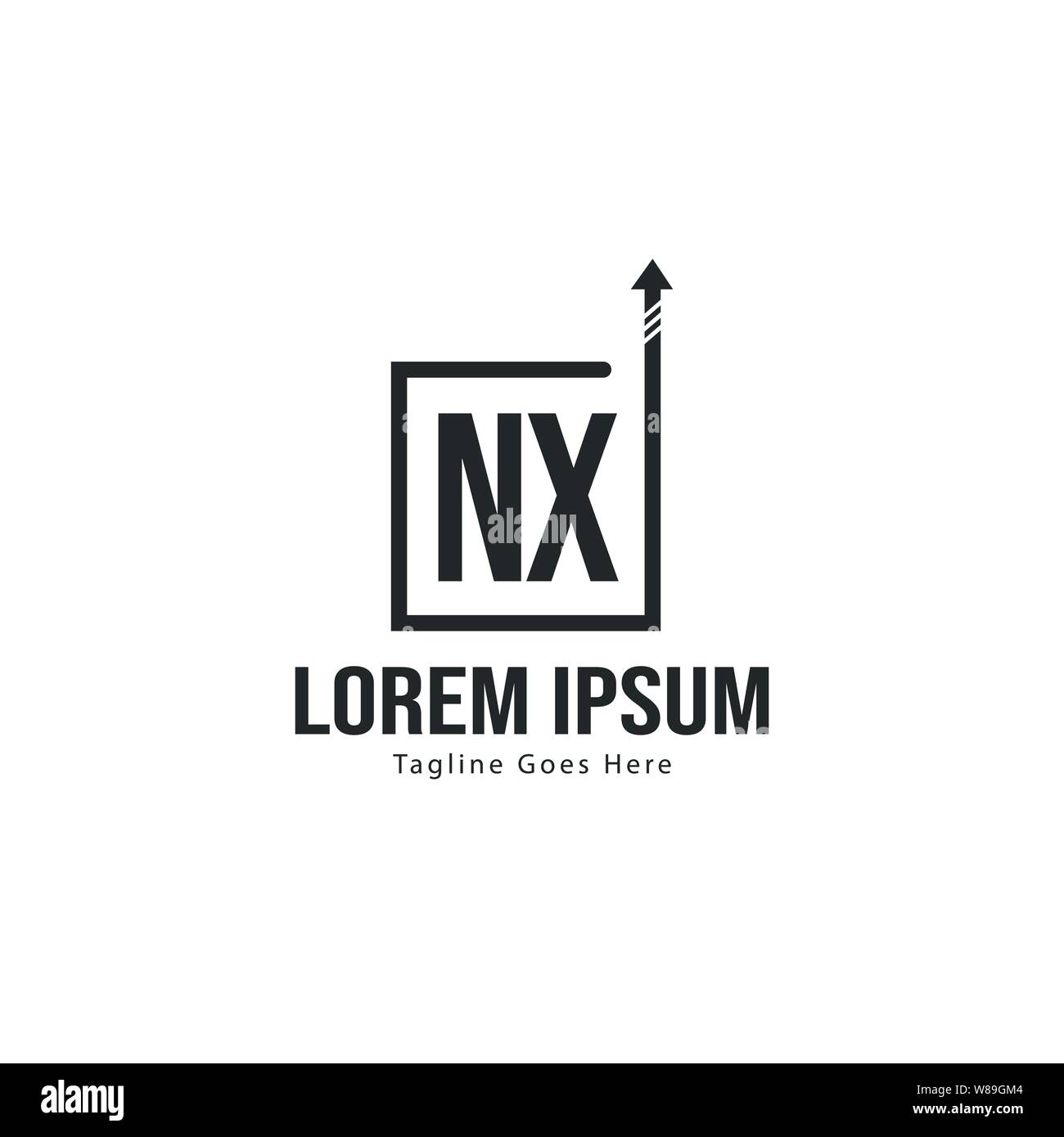 Initial NX logo template with modern frame. Minimalist NX letter logo ...