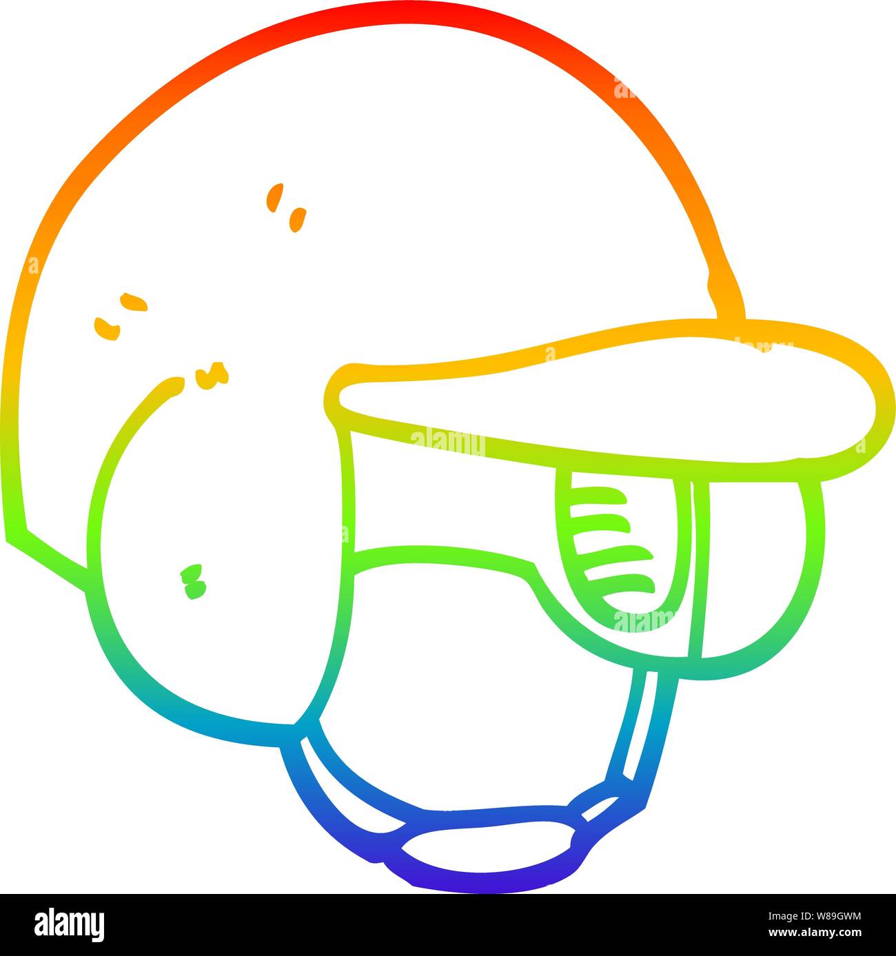 rainbow gradient line drawing of a cartoon baseball helmet Stock Vector ...