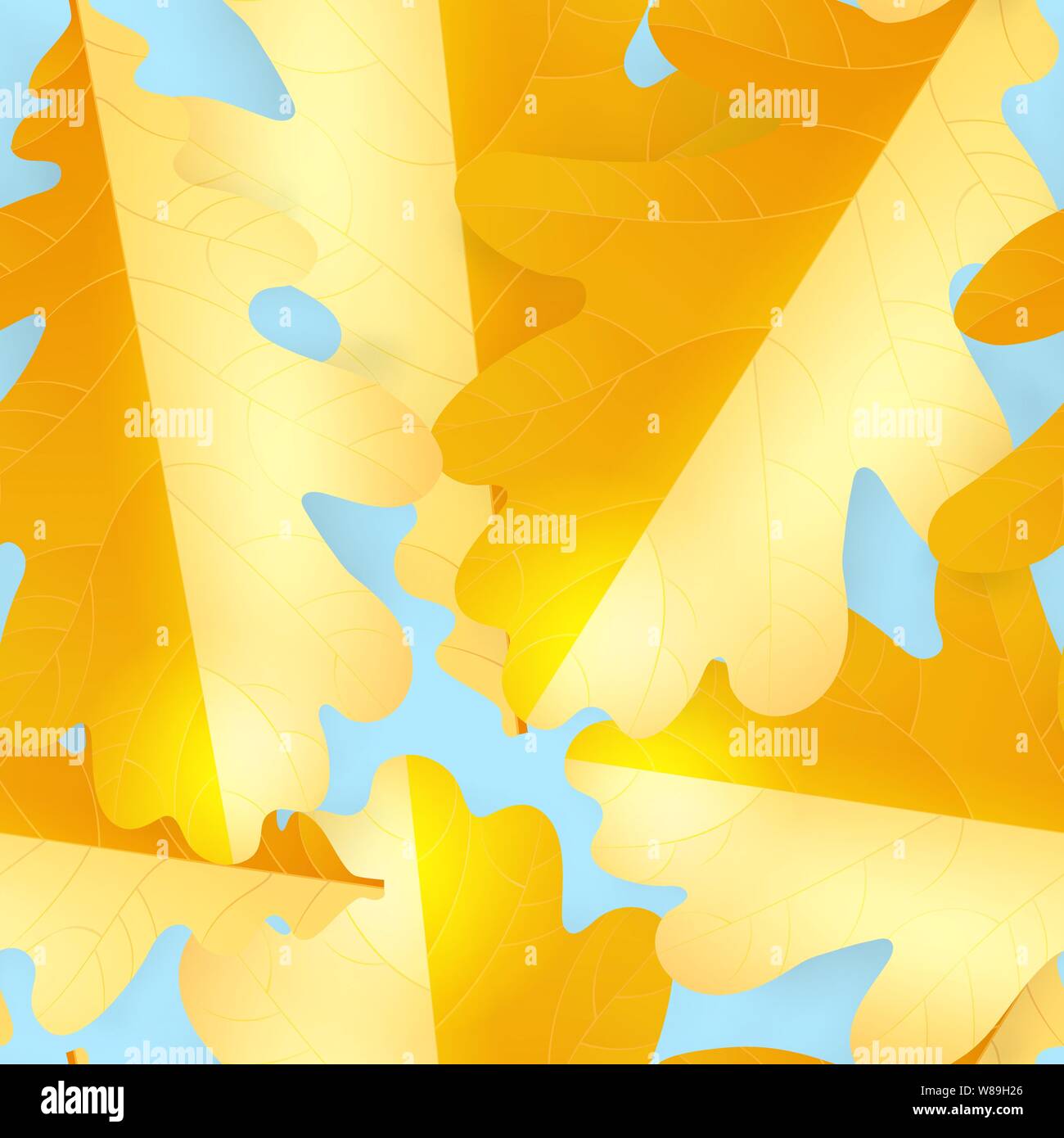 Seamless pattern of oak autumn leaves fall realistic 3d rendering ...