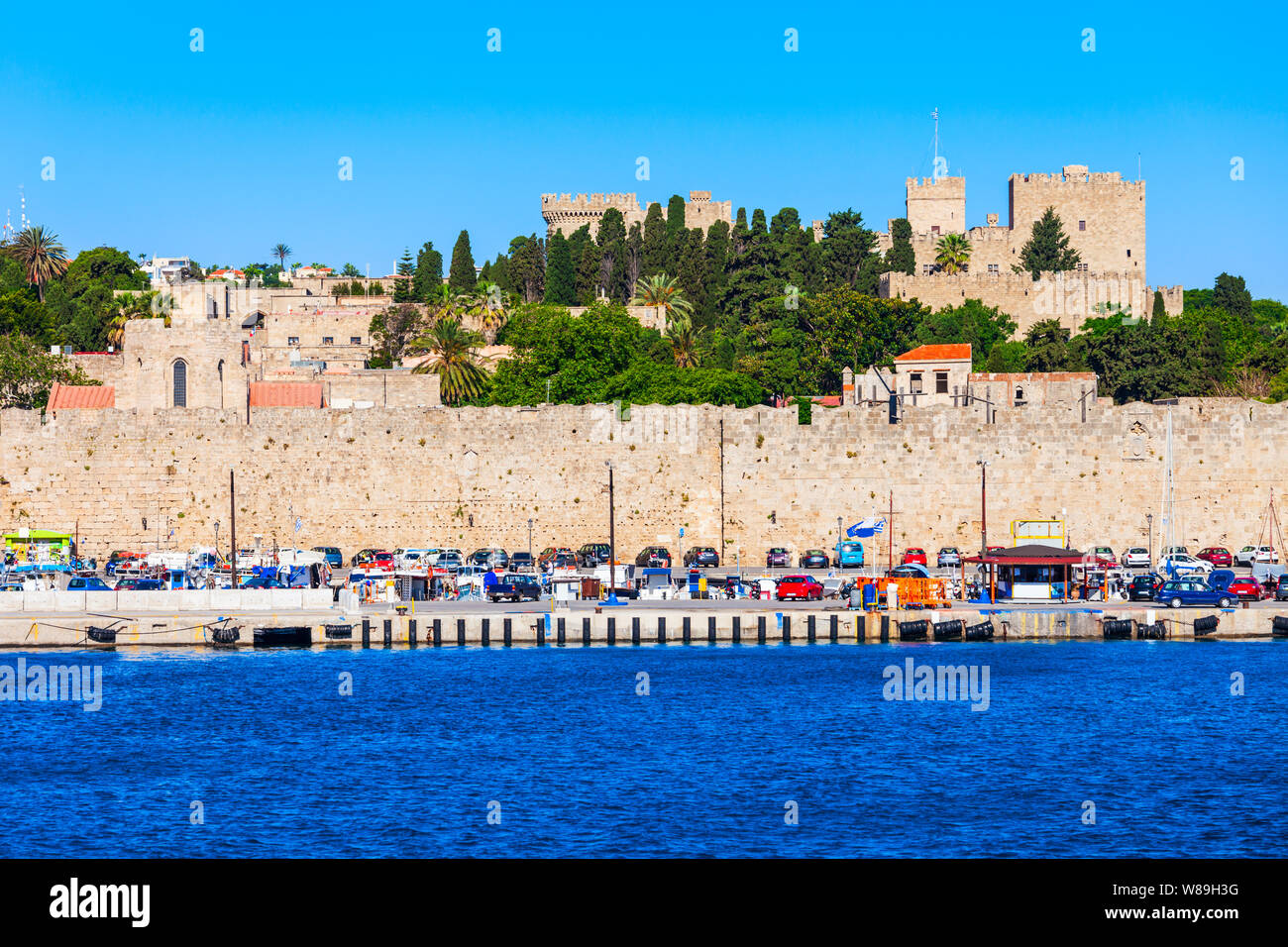 Rhodes old town aerial panoramic view in Rhodes island in Greece Stock ...