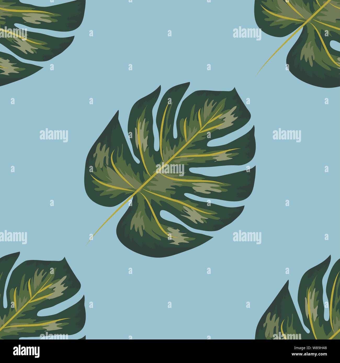 botanical seamless pattern with tropical leaves, hawaiian style print ...