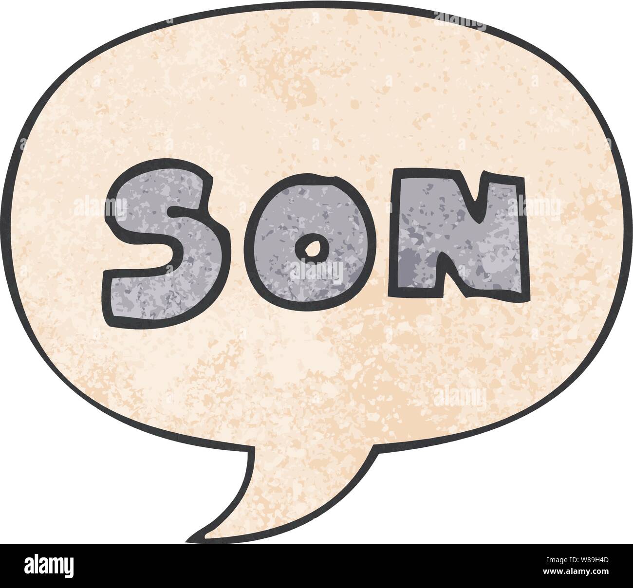 cartoon word son with speech bubble in retro texture style Stock Vector ...