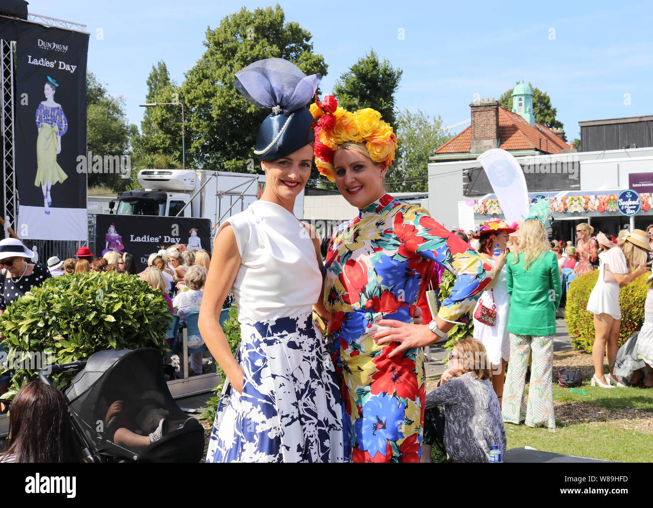 Dublin. 8th Aug, 2019. Contestants pose for photos at Ladies' Day in ...