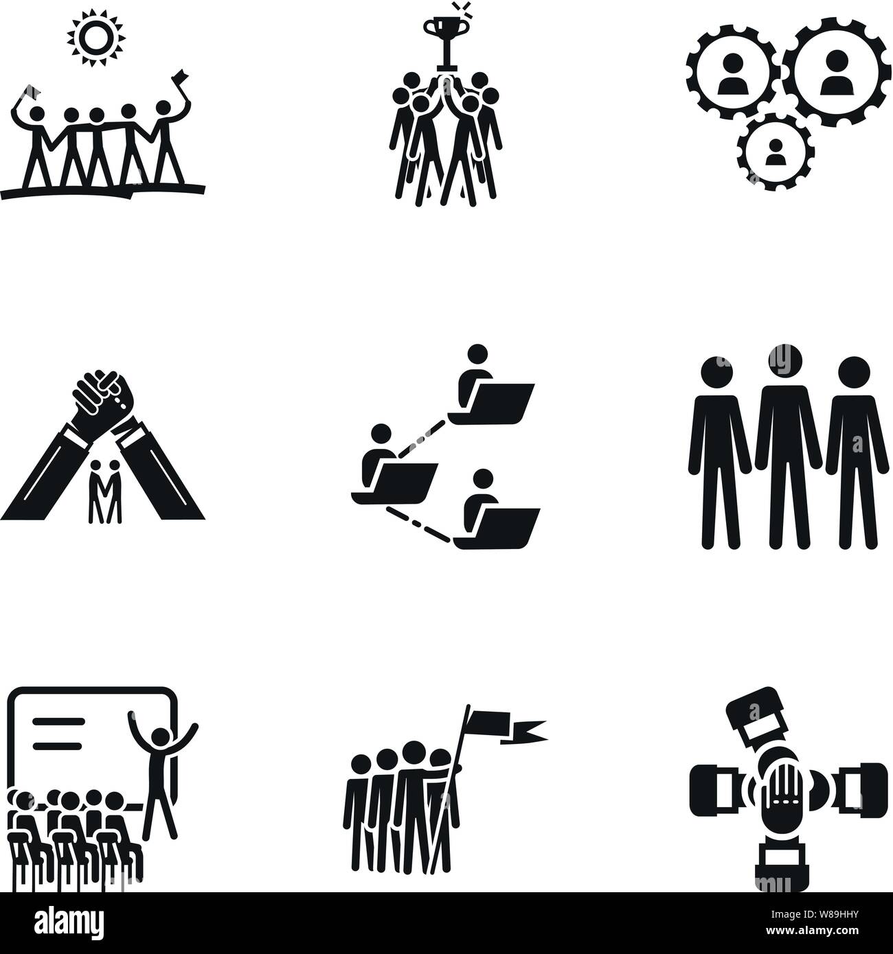 Teamwork strategy icon set. Simple set of 9 teamwork strategy vector ...