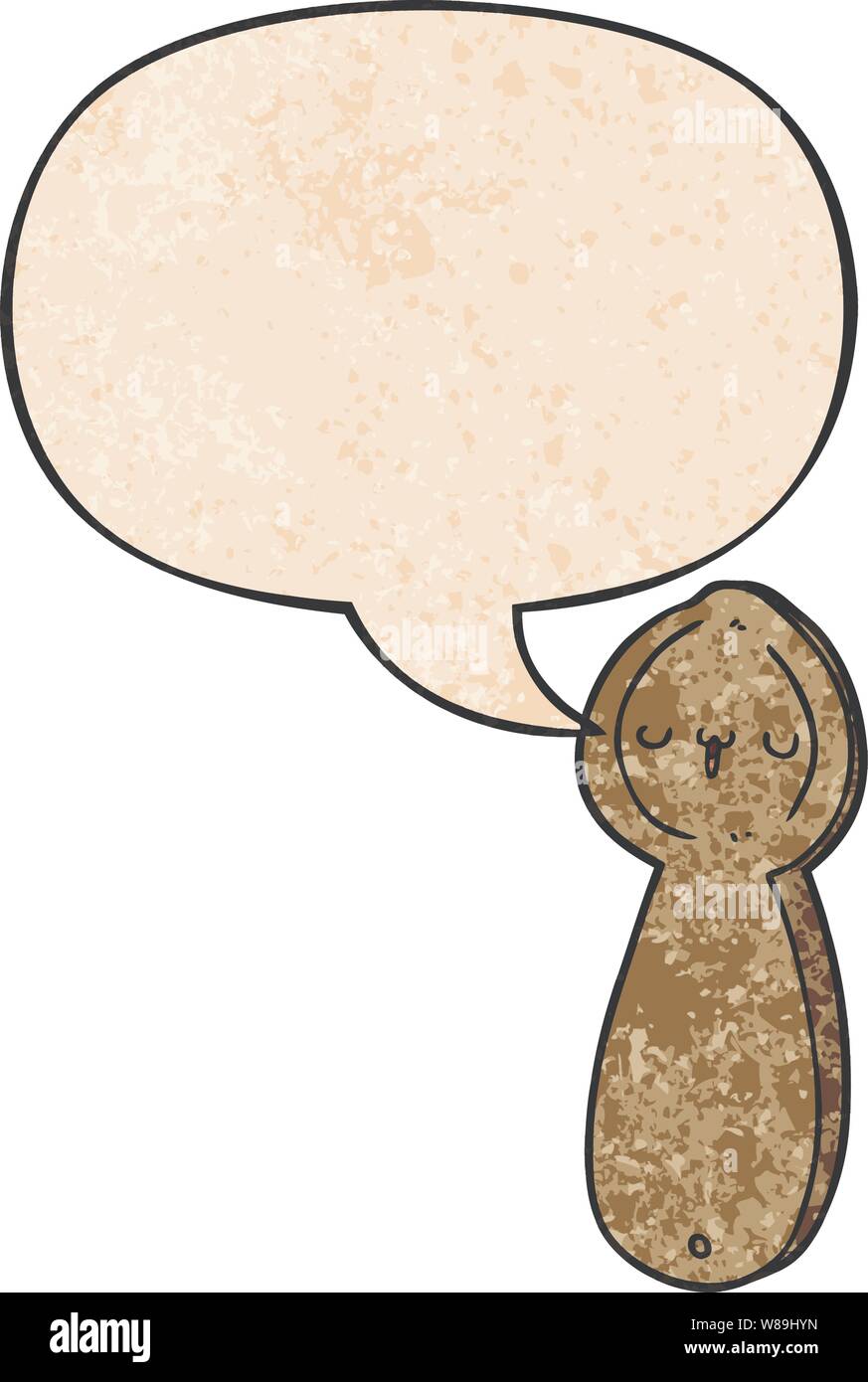 cartoon spoon with speech bubble in retro texture style Stock Vector ...