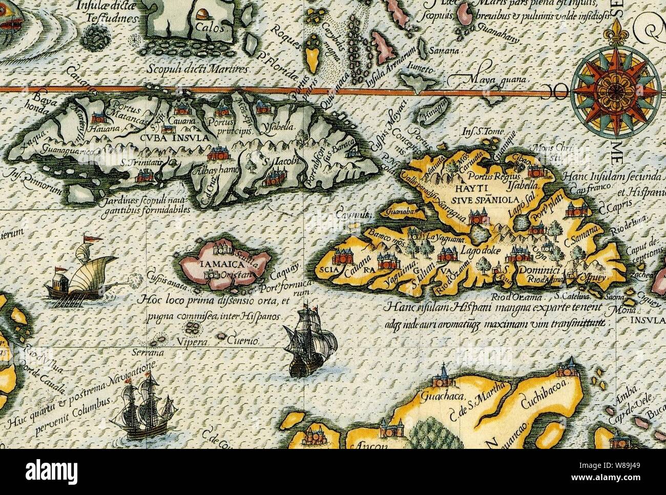 DeBry Map of Caribbean & Florida1594 Stock Photo - Alamy