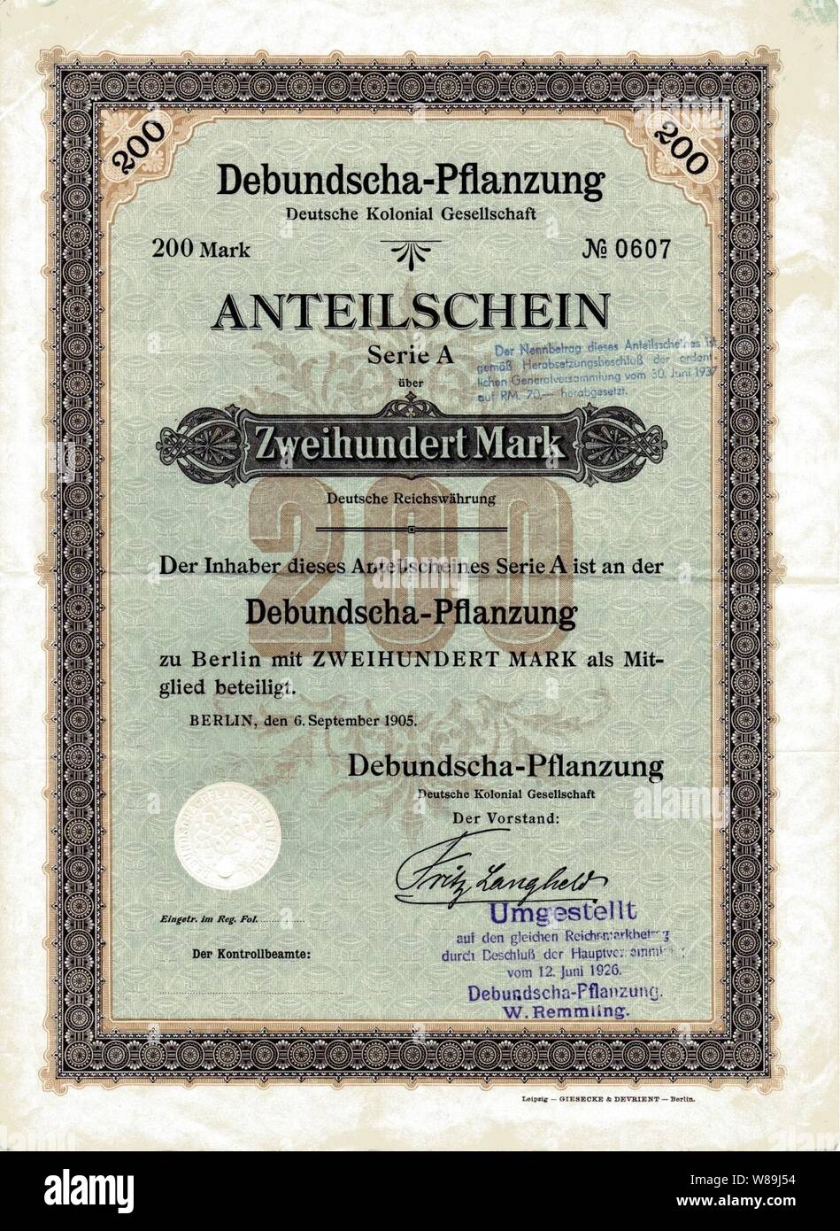 Debundscha-Pflanzung DKG 1905 Stock Photo - Alamy