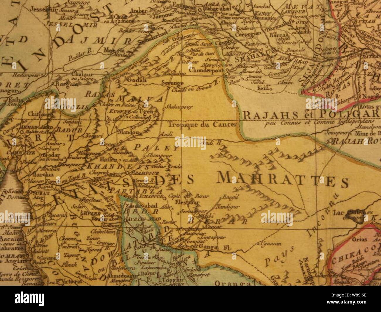 Decaan from a map by Gilles Robert de Vaugondy 1793 Stock Photo - Alamy
