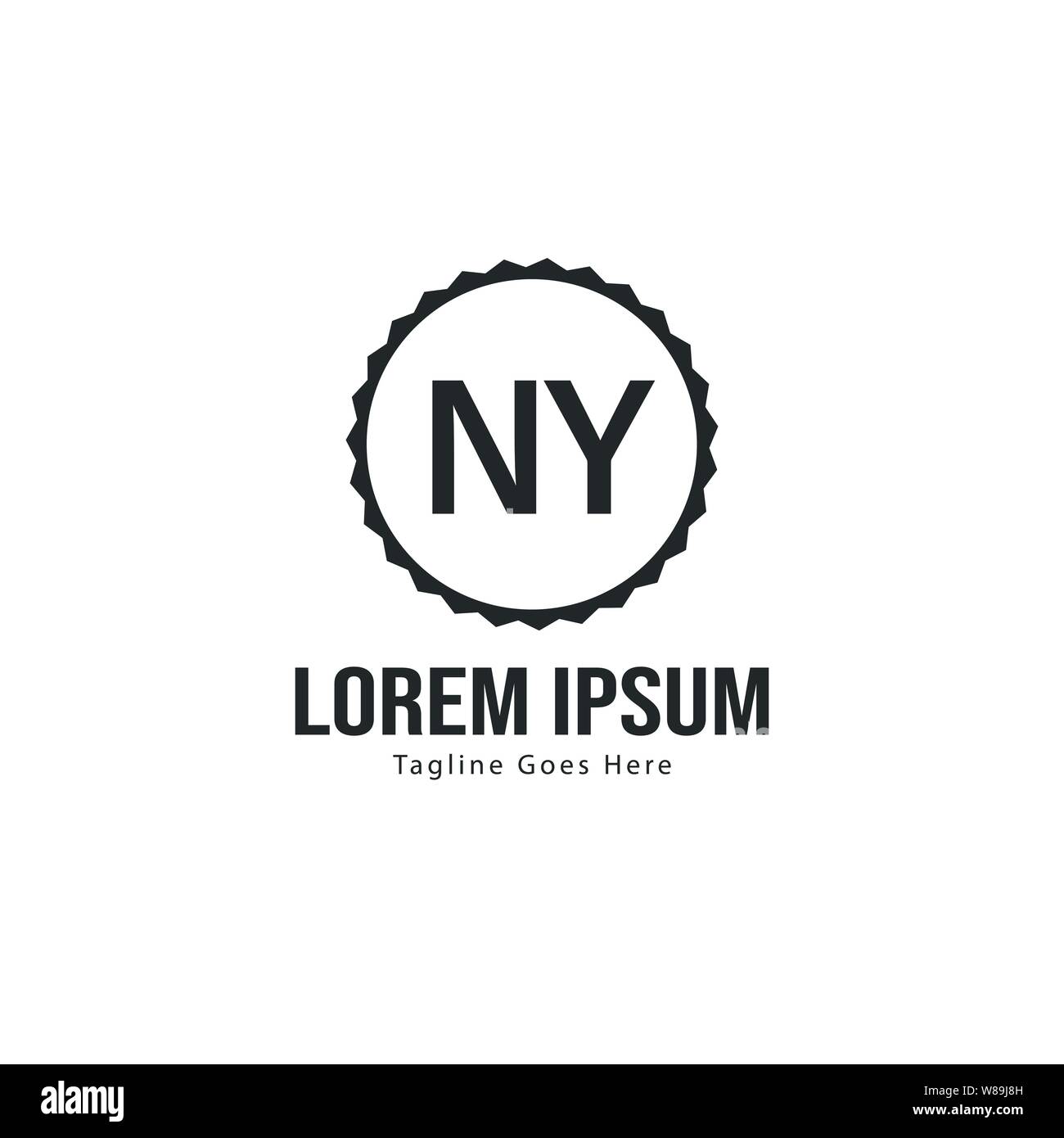 Initial NY logo template with modern frame. Minimalist NY letter logo ...