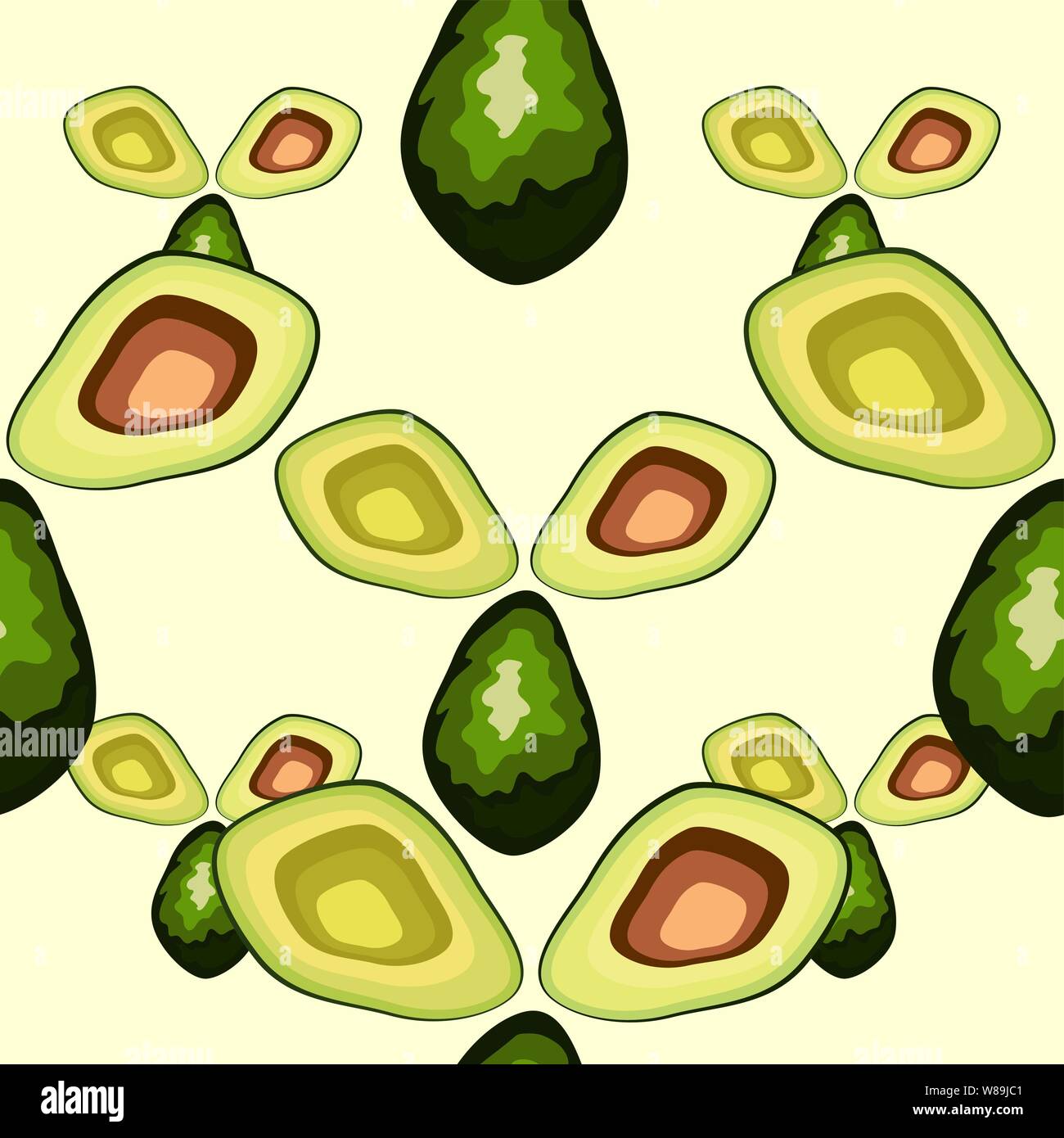 Avocado seamless pattern. Whole and sliced avocado. Original simple ...