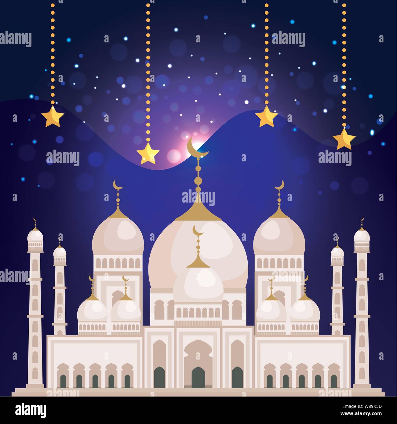 traditional castle architecture and stars hanging Stock Vector Image ...