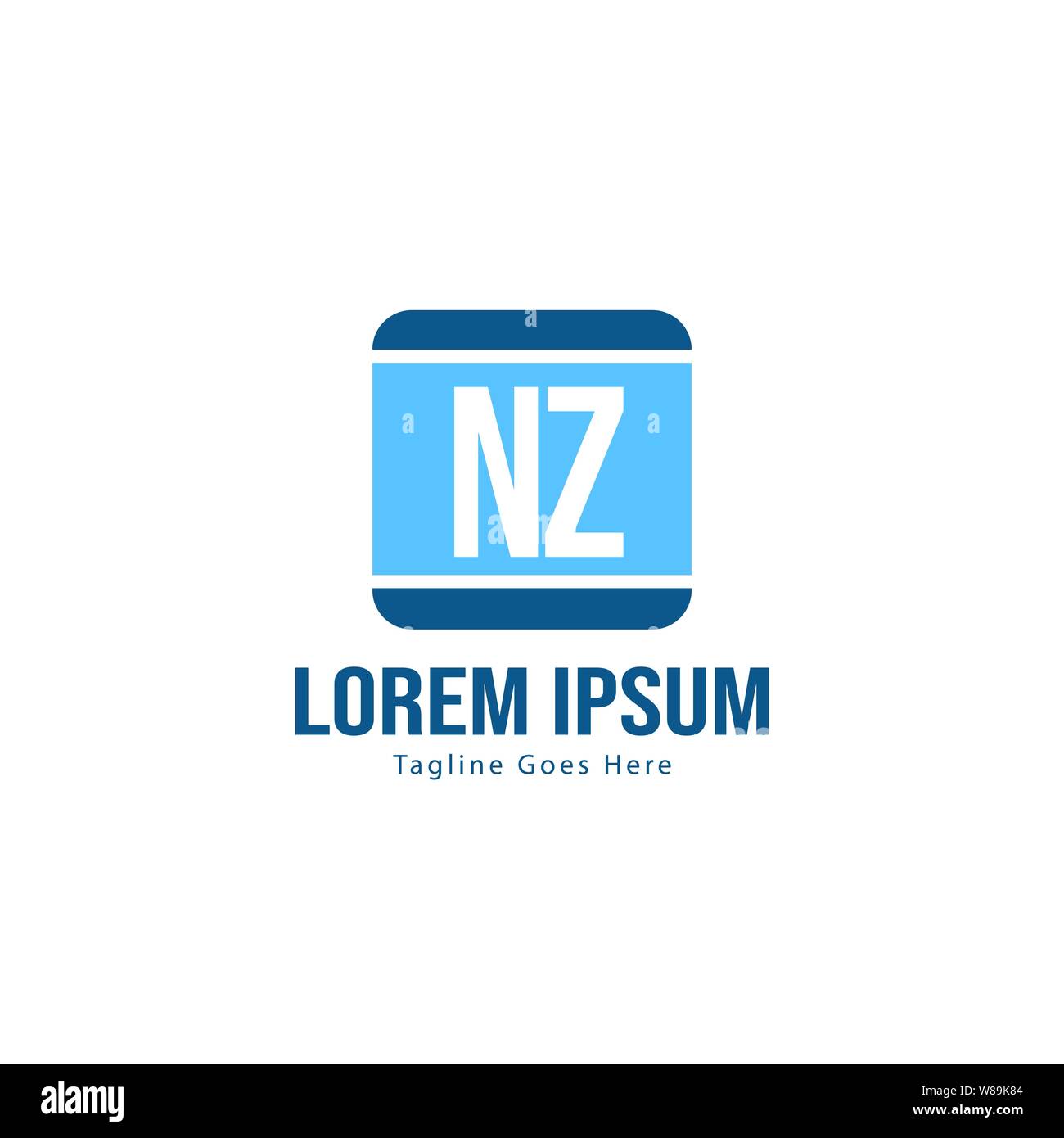Initial NZ logo template with modern frame. Minimalist NZ letter logo ...