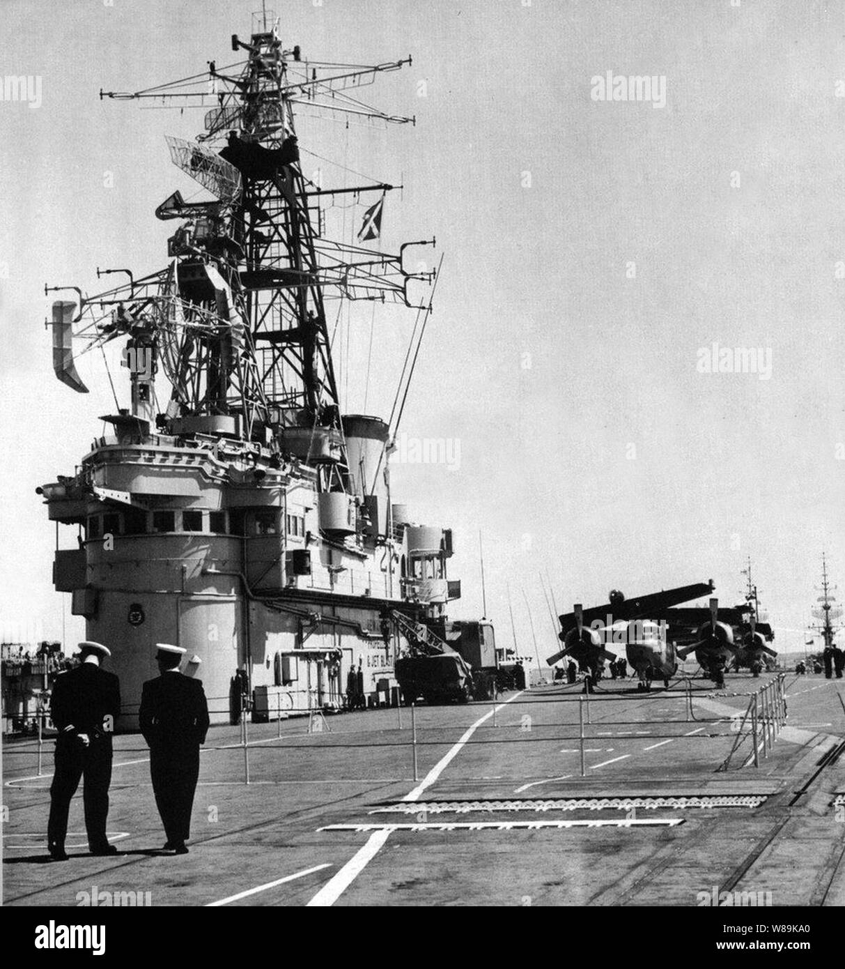 Deck view of HMCS Bonaventure (CVL 22) in April 1959 Stock Photo - Alamy