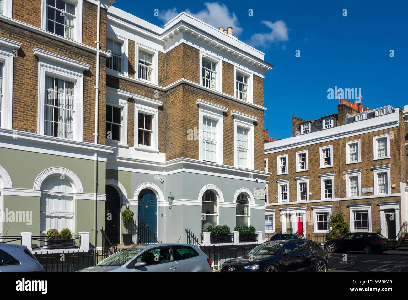 Terraced houses on St. James's Gardens, The Royal Borough of Kensington ...