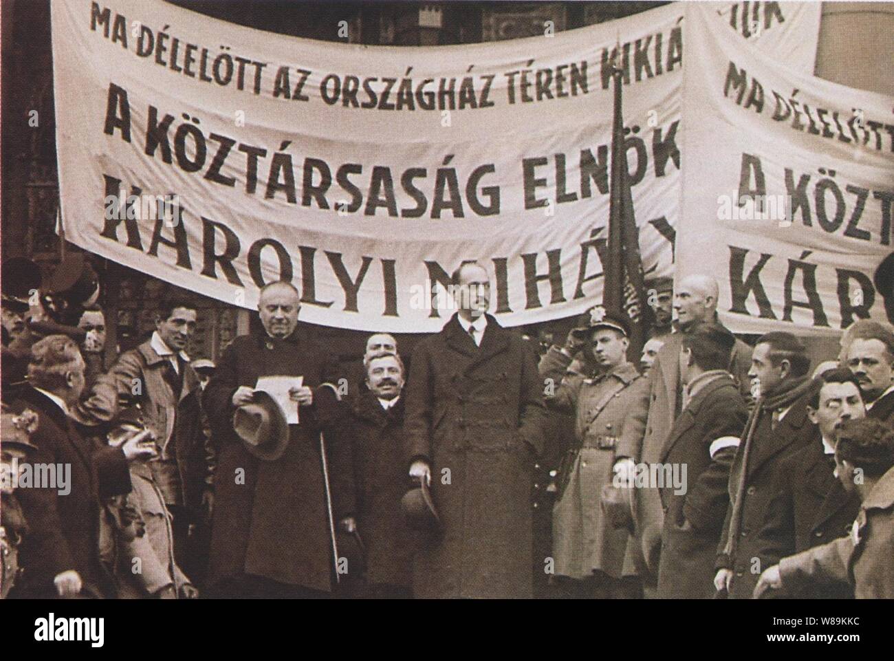 Declaration of the Republic of Hungary Károlyi and Hock Stock Photo - Alamy