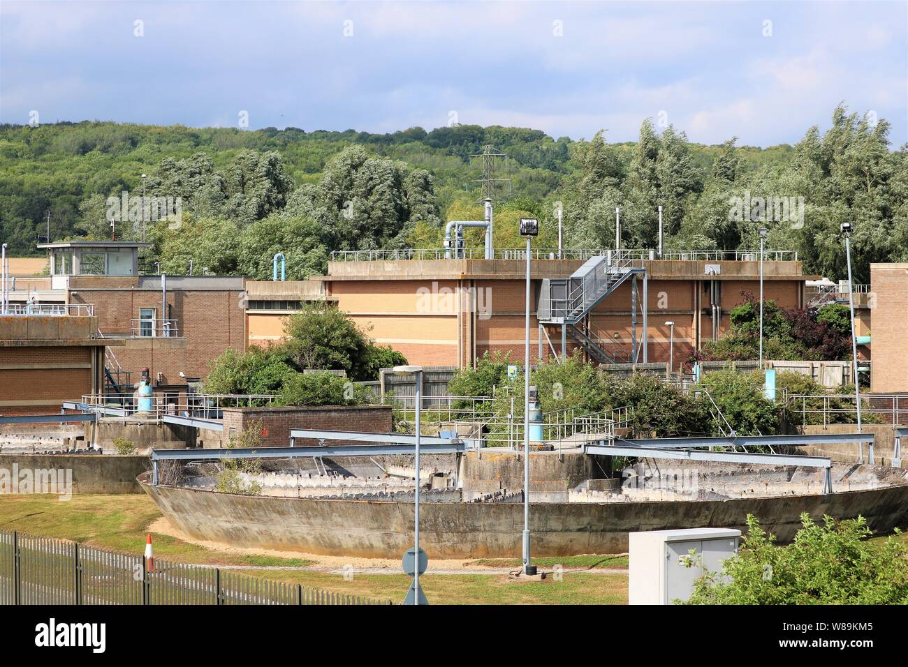 Thames Water Treatment Plant Reservoir, Oxfordshire, UK. Plant works ...