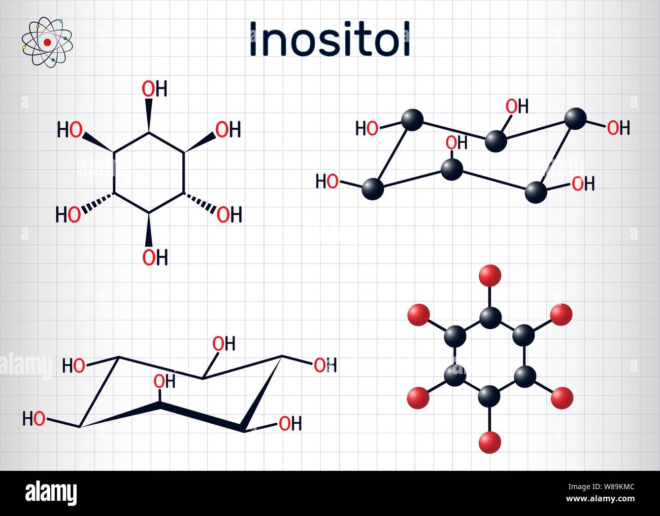 Inositol Myo Inositol Vitamin Like Essential Nutrien Molecule Structural Chemical Formula And