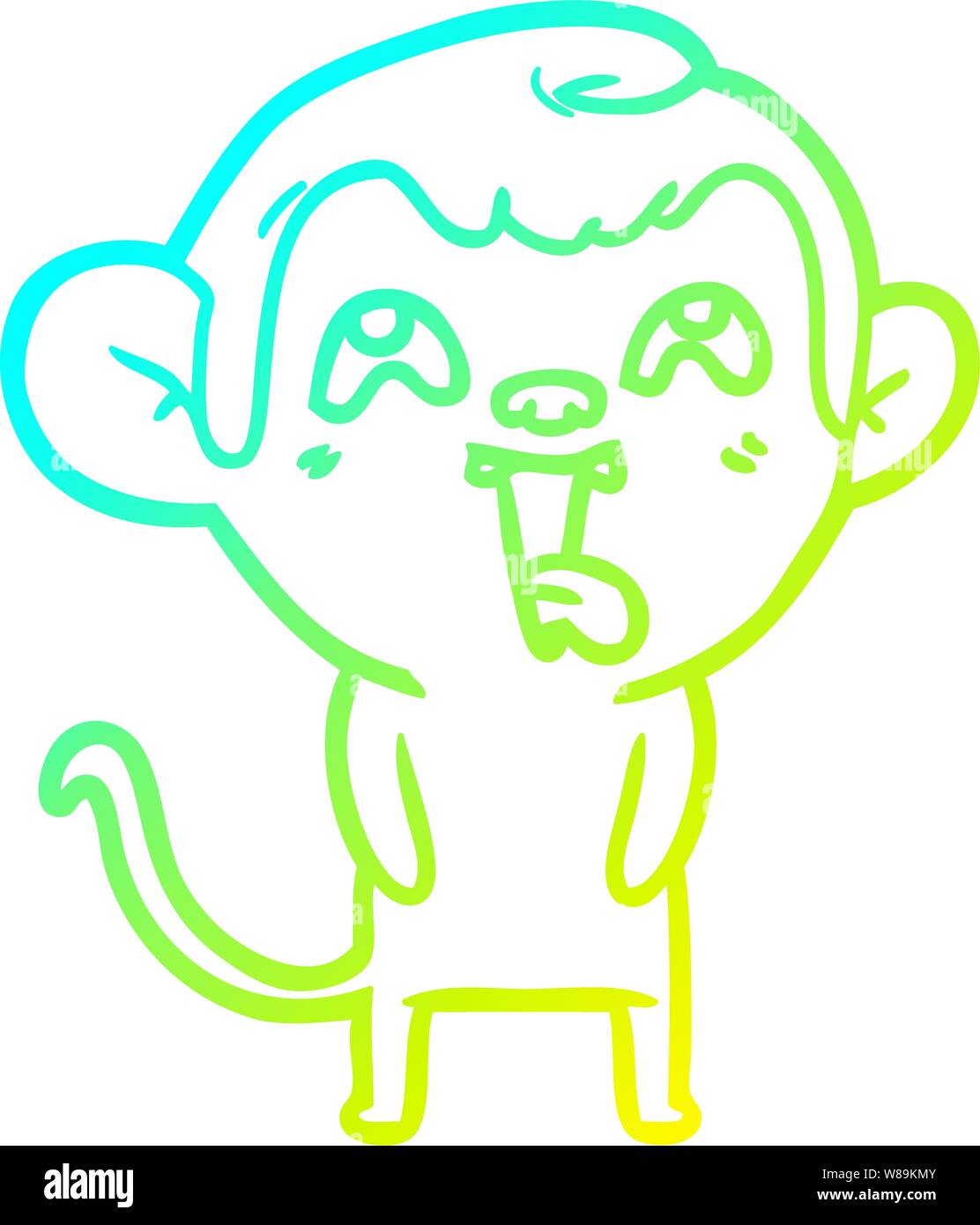 cold gradient line drawing of a crazy cartoon monkey Stock Vector Image ...