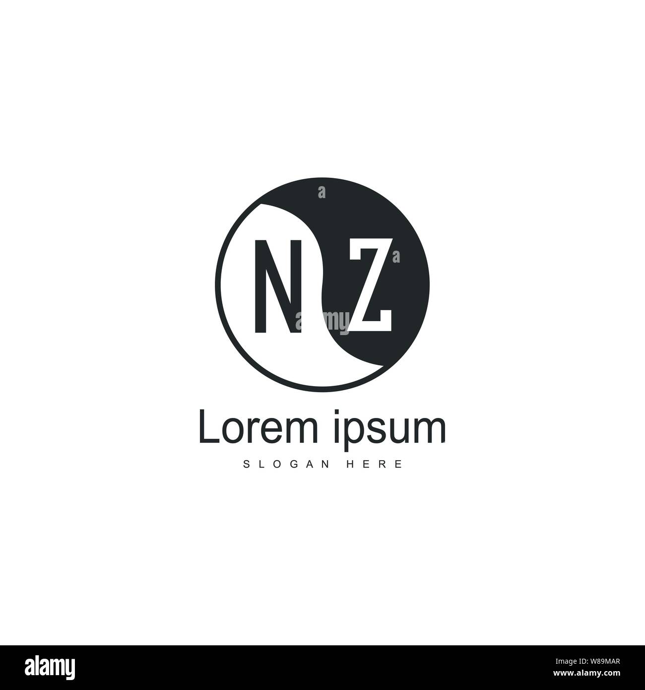 Initial NZ logo template with modern frame. Minimalist NZ letter logo ...