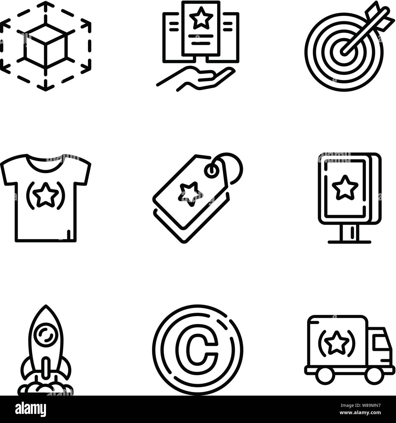 Business target icon set. Outline set of 9 business target vector icons ...