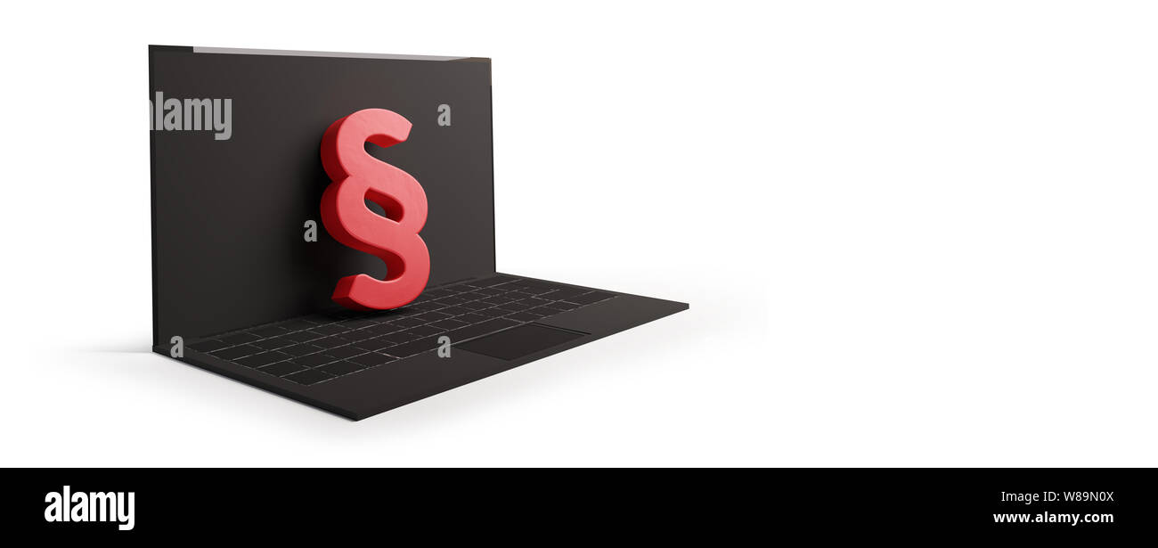 computer and paragraph symbol isolated on white background 3d ...