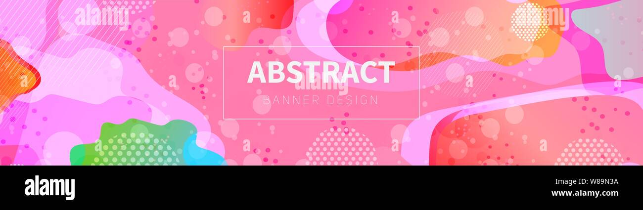 Web banner template with pink abstract design. Colored organic liquid ...