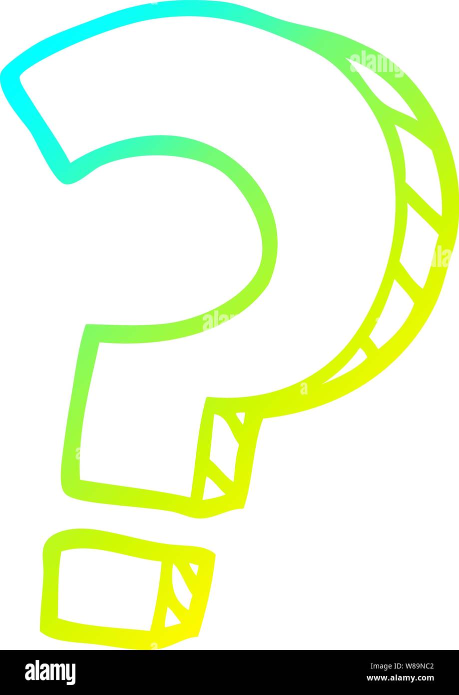 cold gradient line drawing of a cartoon question mark Stock Vector ...