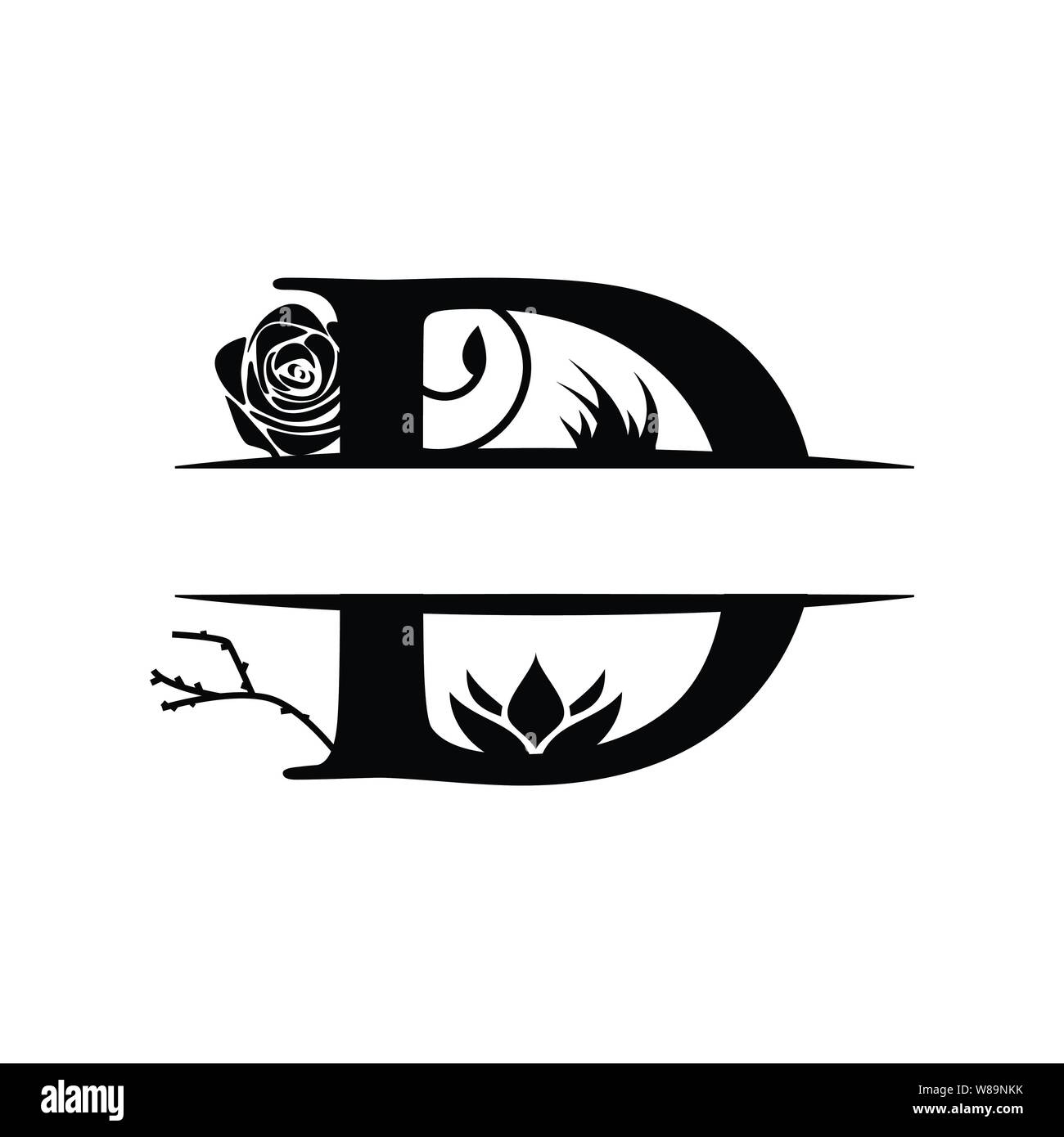 Decorative monogram split letter graphic design template isolated Stock ...