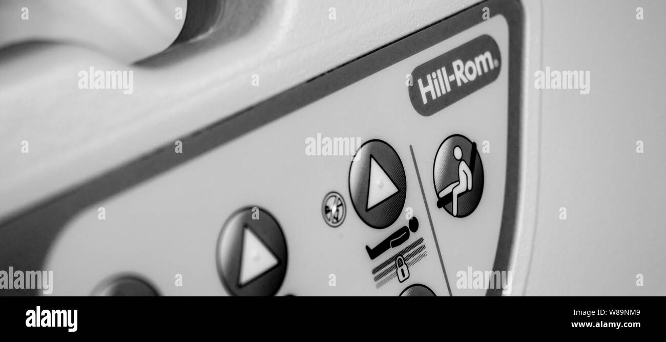 Paris, France - Jun 18, 2019: Detail of the operation buttons of the ...