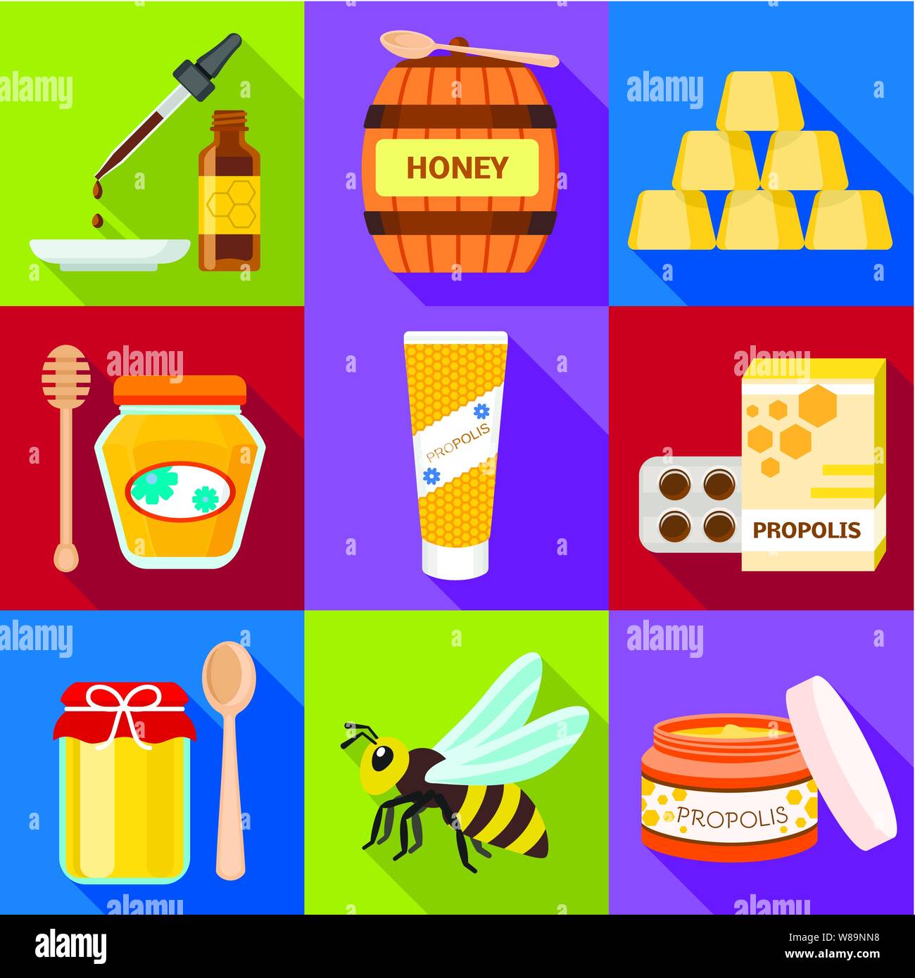 Apiary icon set. Flat set of 9 apiary vector icons for web design isolated on white background ...