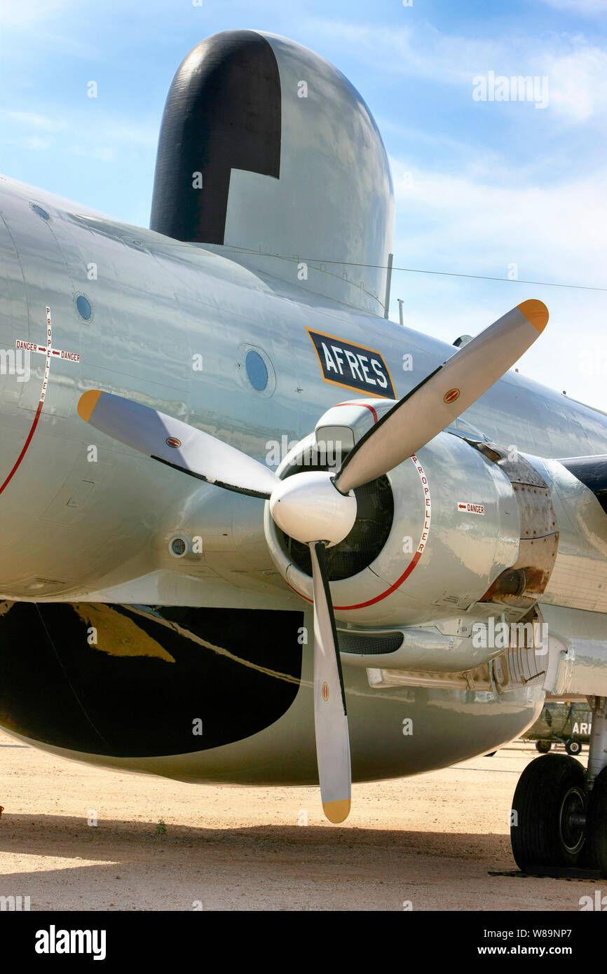 Wright R-3550 Radial engine on the wing of a EC-121T USAF AEW version ...