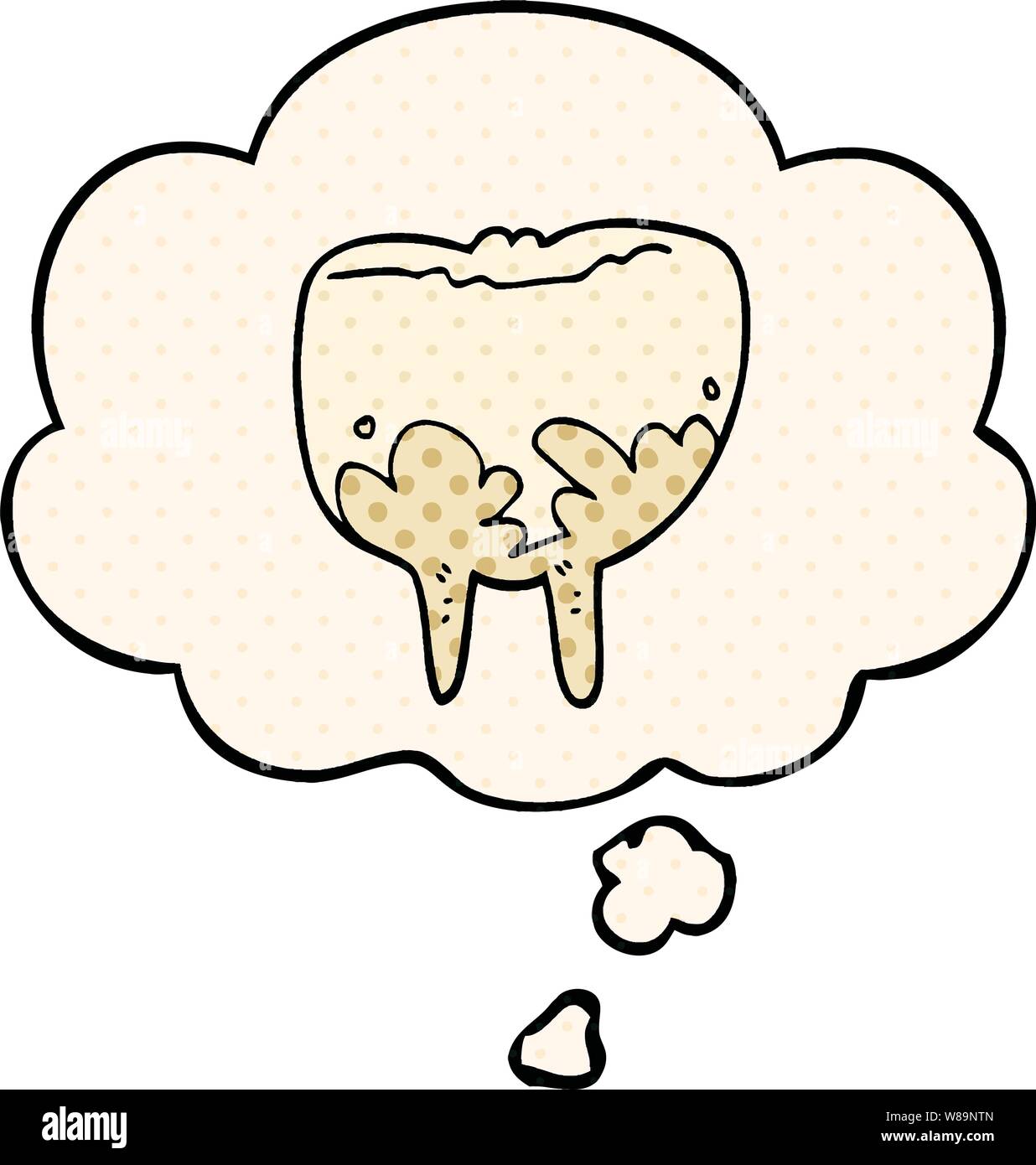 cartoon tooth with thought bubble in comic book style Stock Vector ...