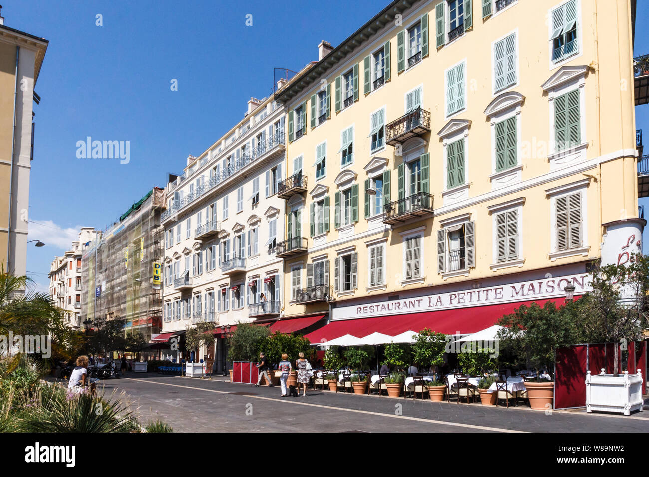 Nice, France - September 9th 2015: Restaurants in the old town. Tha ...