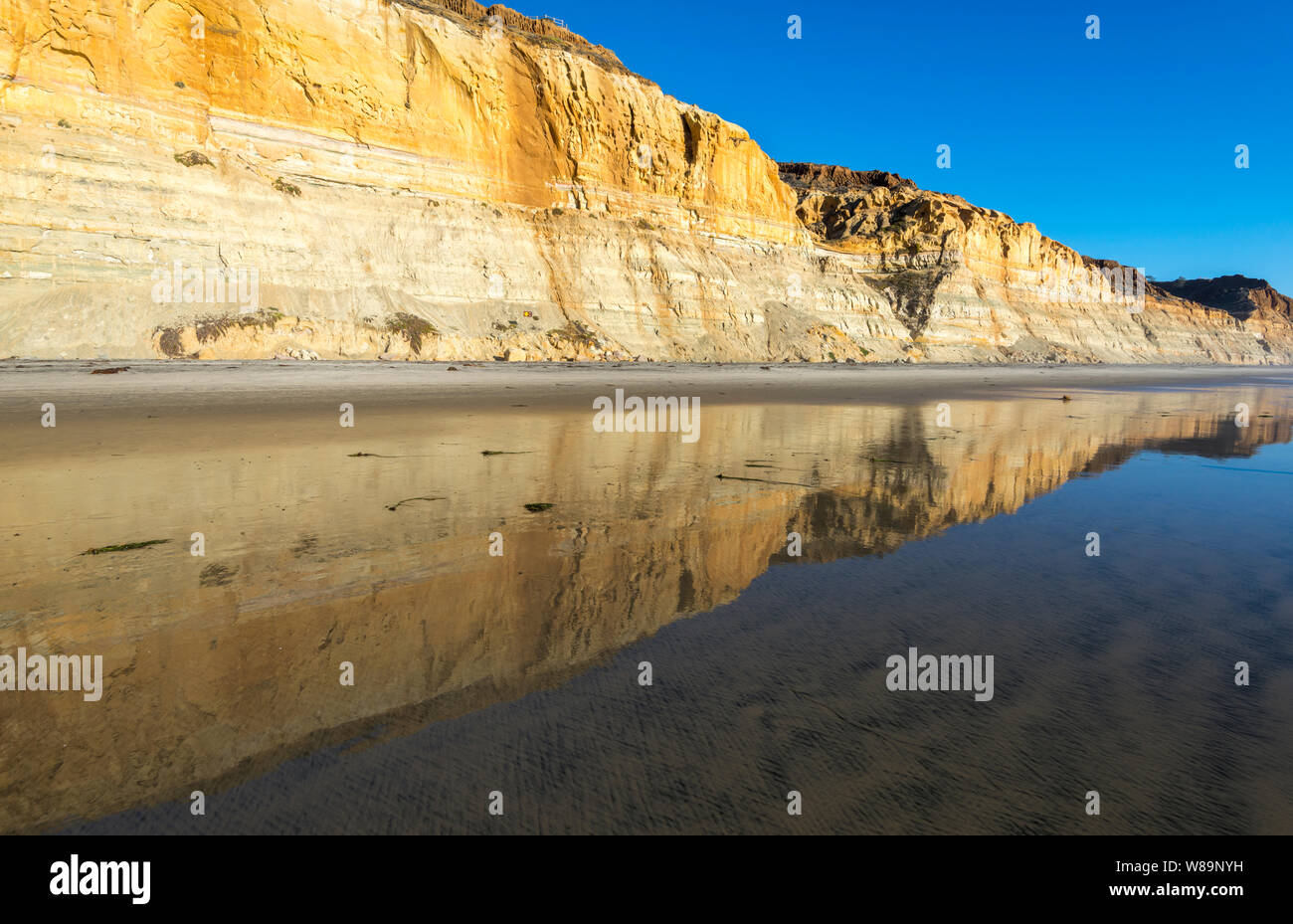 Colorful sandstone cliffs along Torrey Pines State Beach. La Jolla ...
