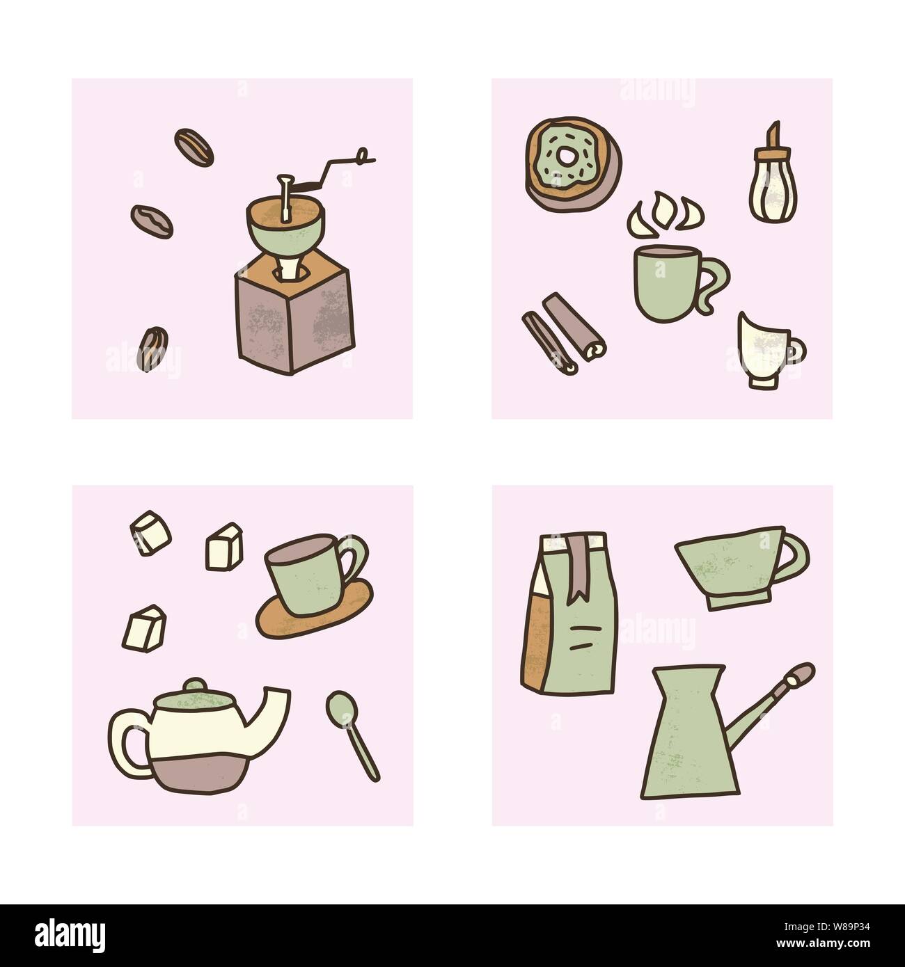 Coffee set. Collection of coffee items isolated on white background ...