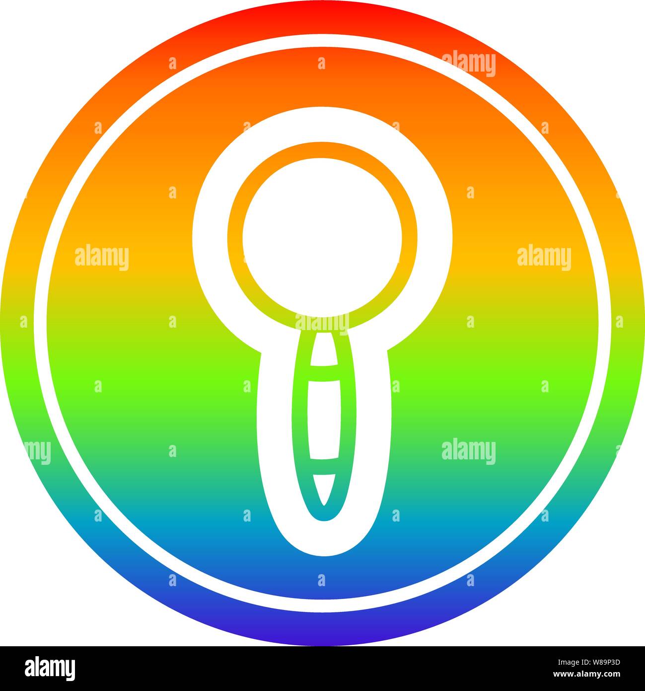 magnifying glass circular icon with rainbow gradient finish Stock ...