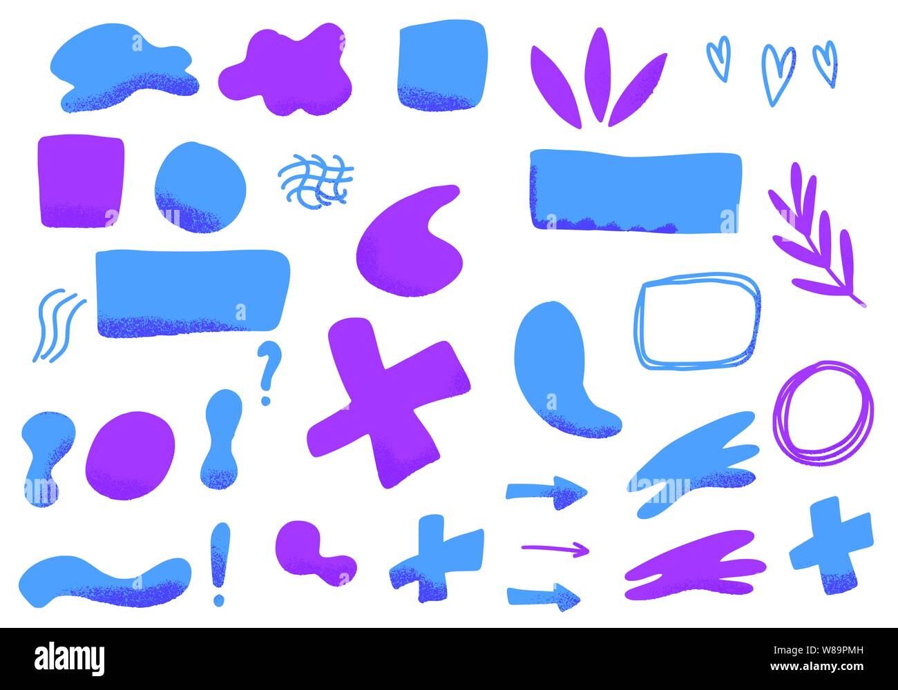 Collage elements set. Doodle artistic shapes and graphic textured signs ...