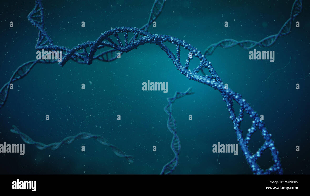 DNA molecule, double helix floating in water Stock Photo - Alamy