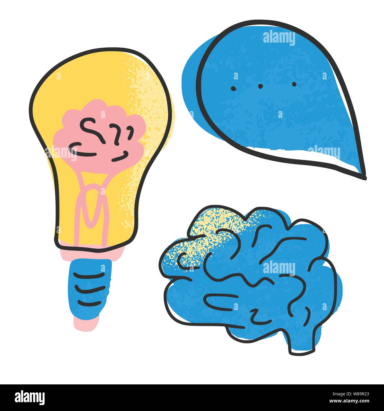 Cognitive science concept. Set of vector elements in doodle style Stock ...