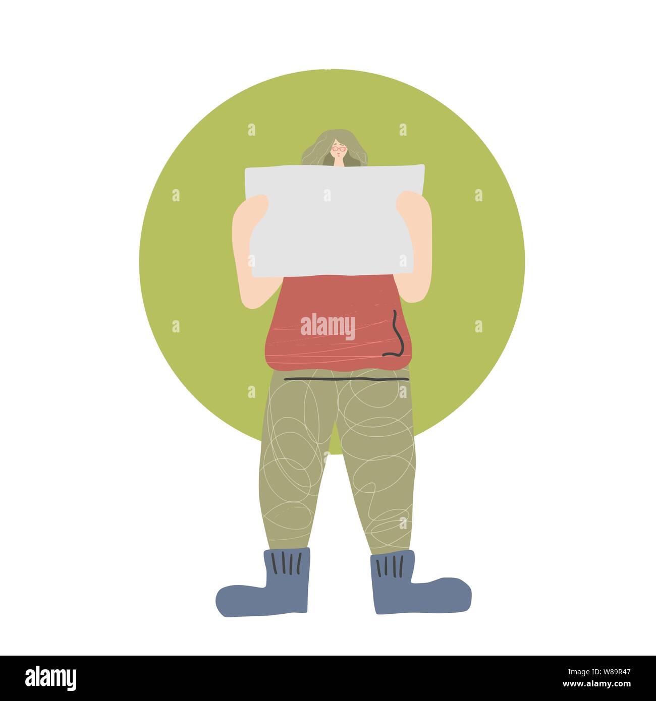 Protesting woman standing full length with sign boards. Young person ...