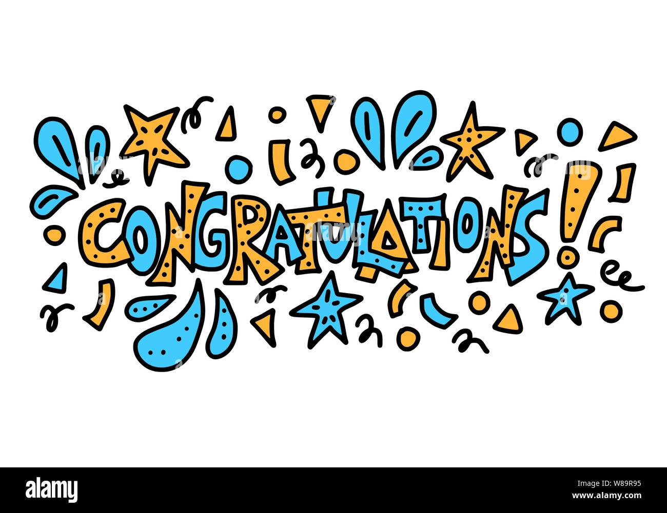 Congratulations. Handdrawn text for holiday design. Vector stylized ...