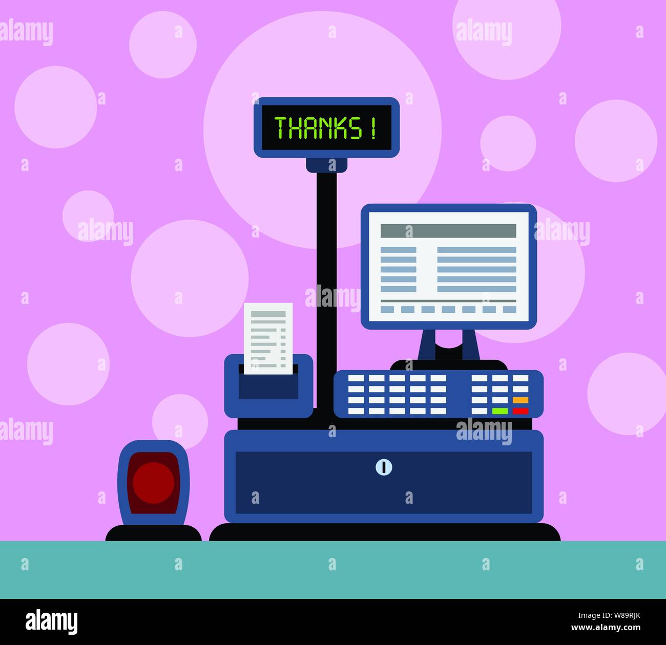 Cashier modern device concept background. Flat illustration of cashier ...