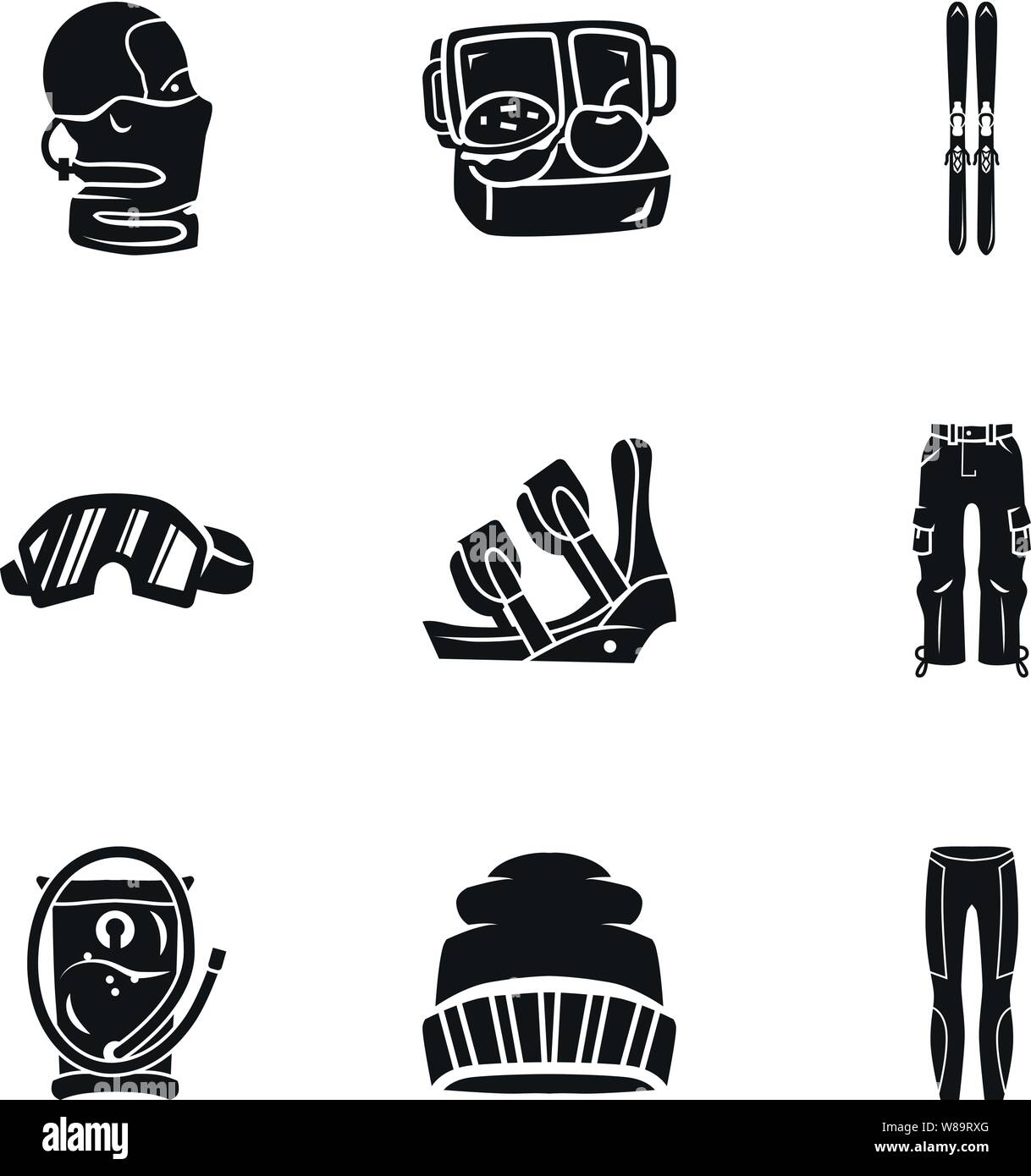 Winter sport equipment icon set. Simple set of 9 winter sport equipment ...