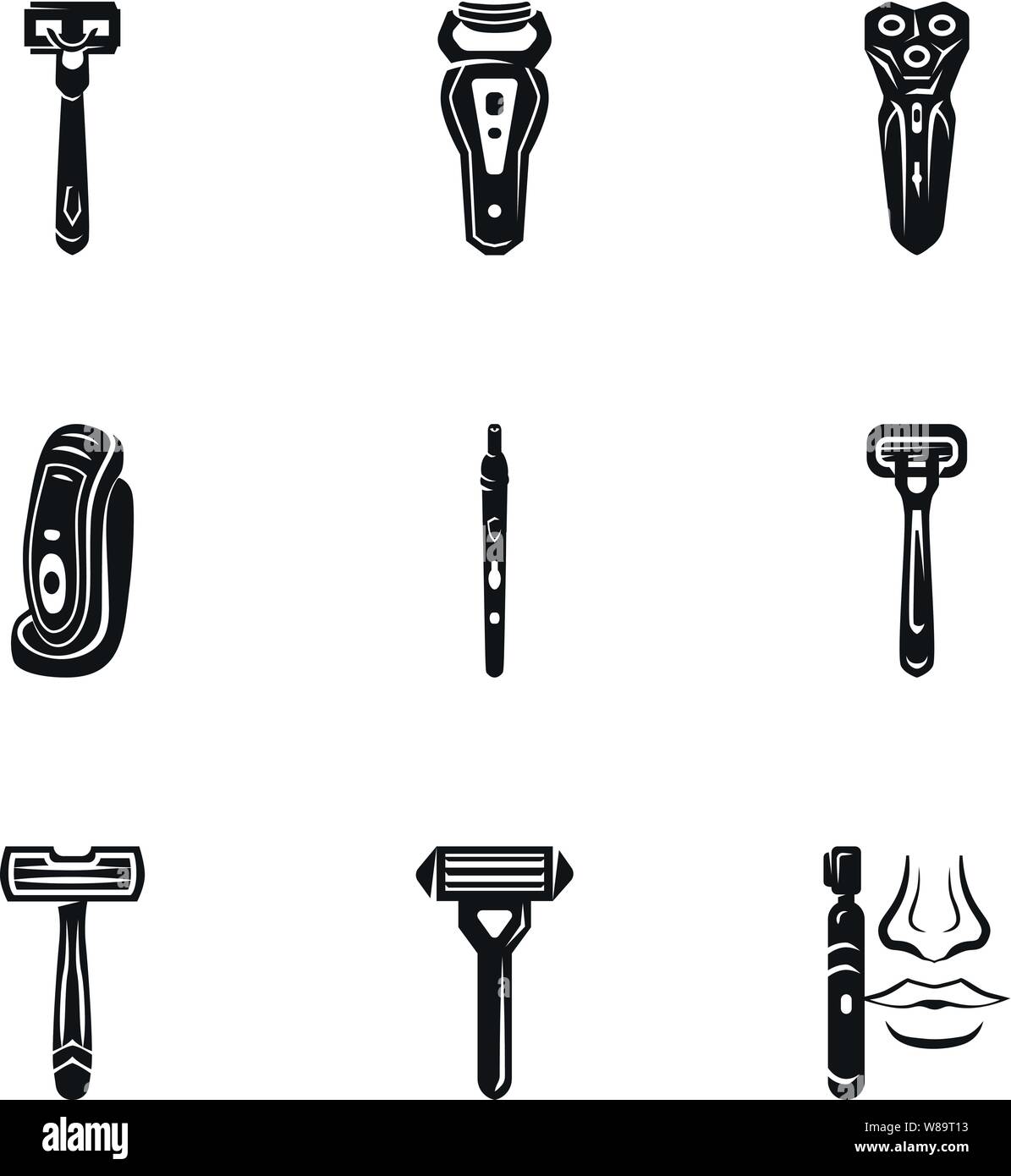 Man shaver icon set. Simple set of 9 man shaver vector icons for web ...