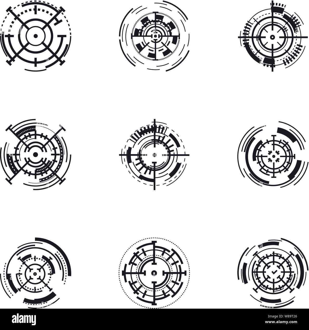 Crosshair icon set. Simple set of 9 crosshair vector icons for web ...
