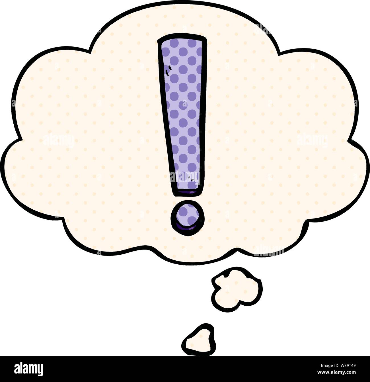 cartoon exclamation mark with thought bubble in comic book style Stock ...